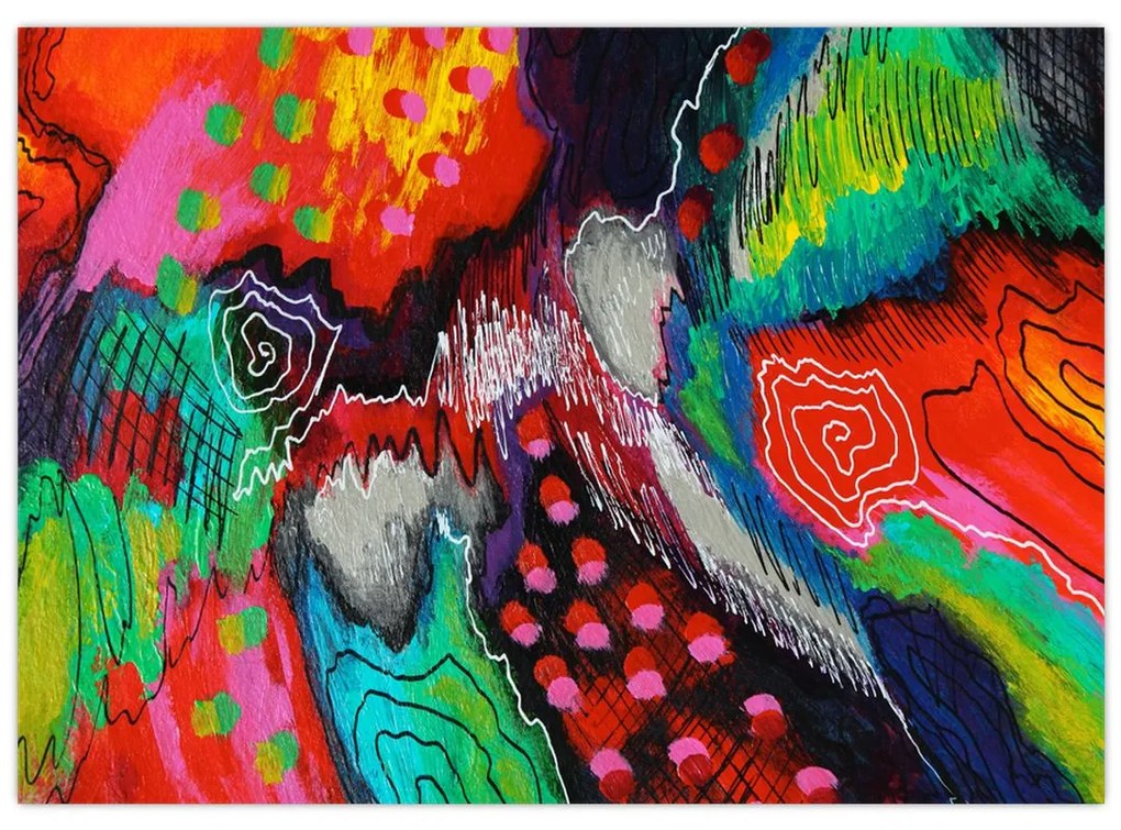 Skleněný obraz abstraktní - barvy (70x50 cm)
