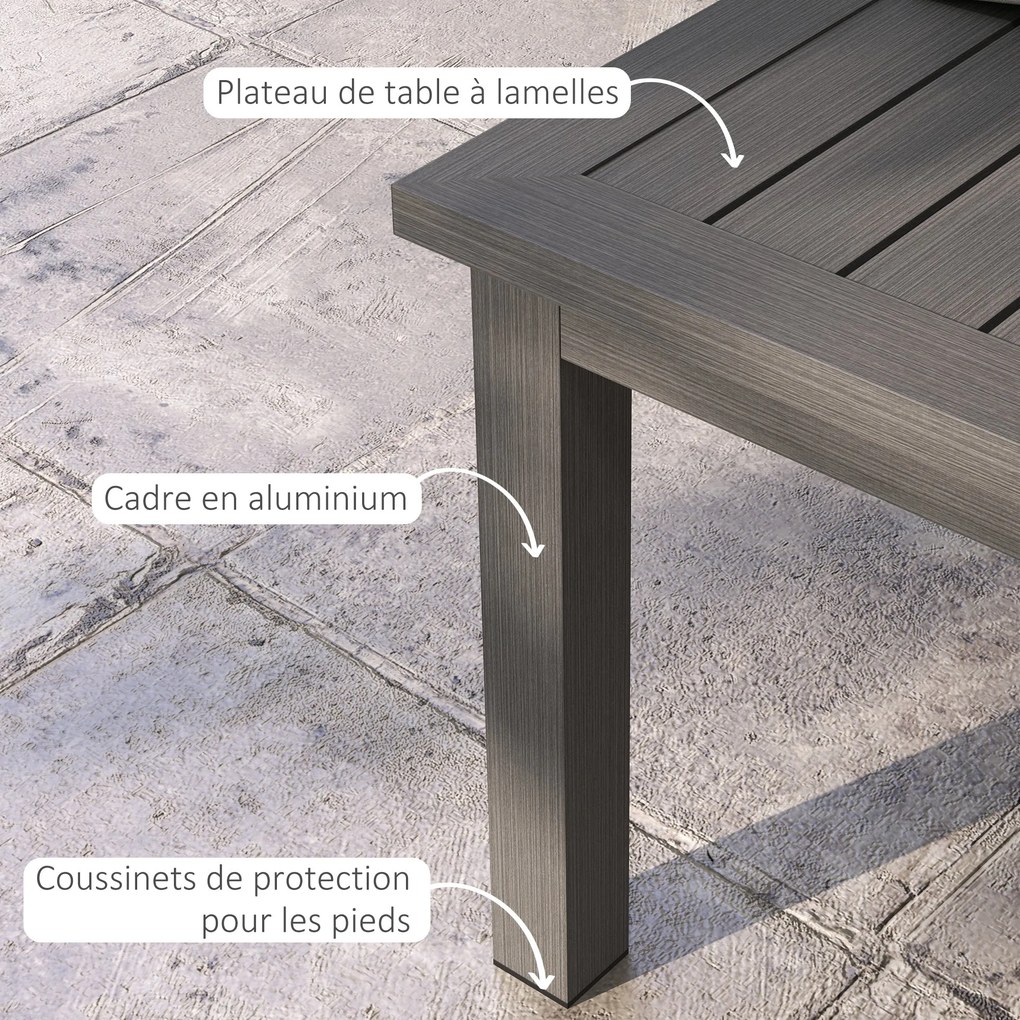 Obdélníkový kávový stůl Outsunny s mřížkovým vrchem pro vnitřní a venkovní použití, hliník, hnědý, 100D x 60Š x 37V cm