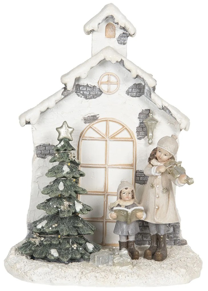 Svítící vánoční dekorace zpívajících dětí u kapličky - 16*9*21 cm