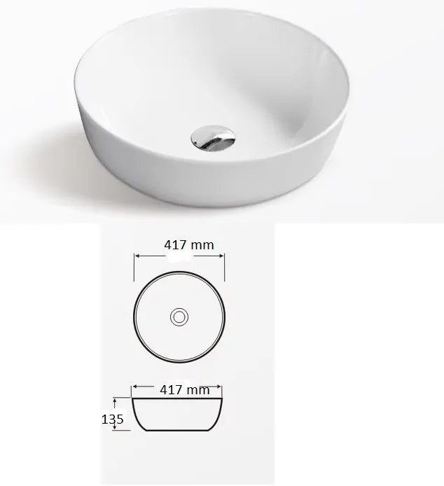Gamma Bona, umyvadlo na desku 417x417x135 mm, bílá lesklá, GMA-UC-BONA