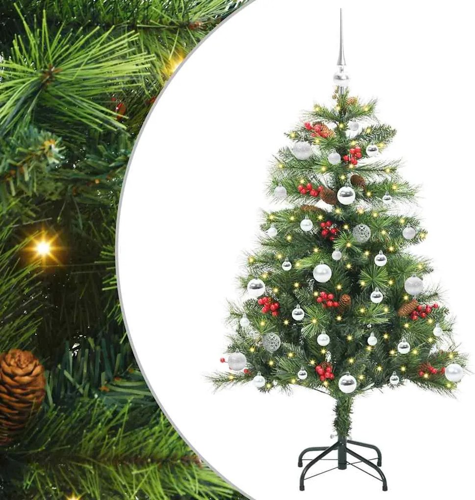 Umělý vánoční stromeček 150 LED Teplá bílá PVC a kov Zelená 3395130