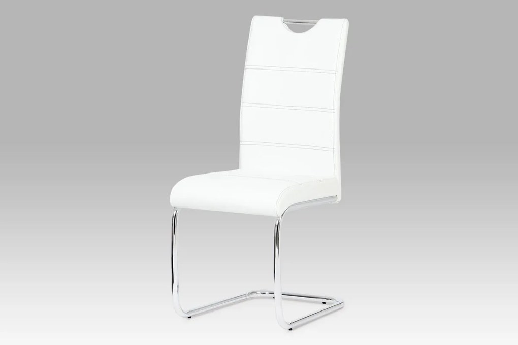 Artium Jídelní židle chrom / koženka bílá - HC-581 WT