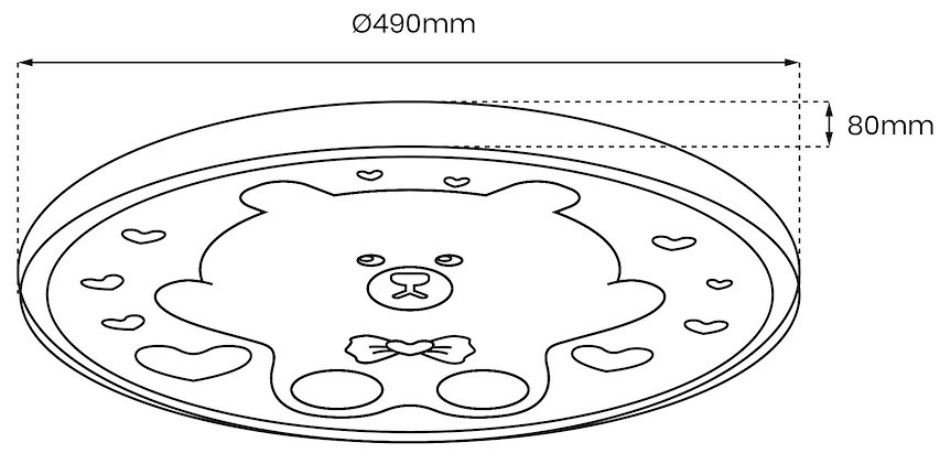 Dětské stropní LED svítidlo Bear, 1x LED 34w, 4000k, p