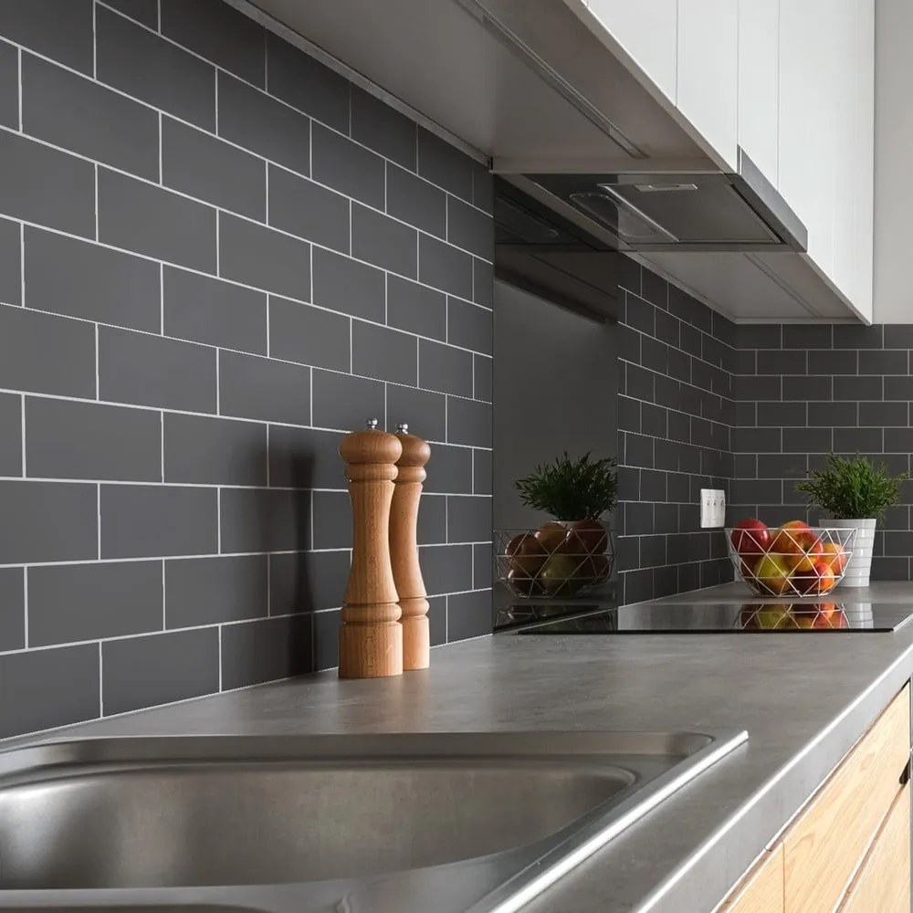 Sada samolepek na kachličky 30 ks 20x10 cm Subway Tiles Grey – Ambiance