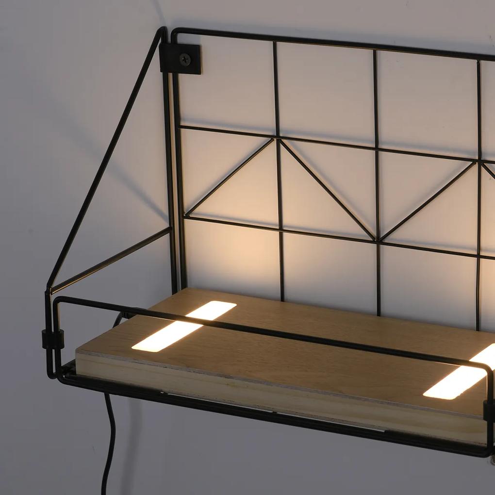 Nástěnná lampa černá se dřevem 31 cm včetně LED s vypínačem - Teline
