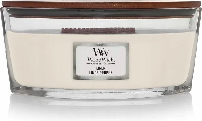 WoodWick vonná svíčka s dřevěným knotem Elipsa Elipsa Linen 453,6 g