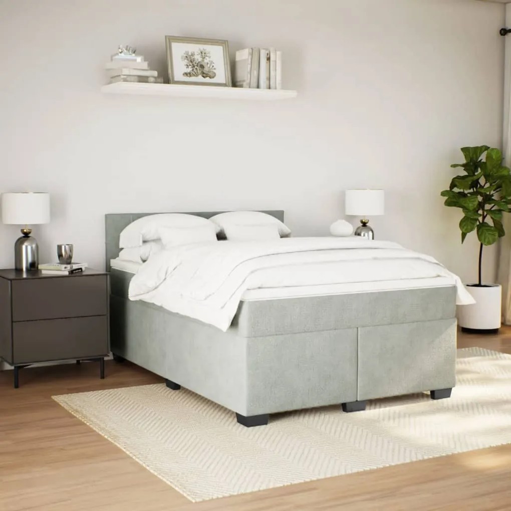 Box spring postel s matrací světle šedá 140x190 cm samet 3286306