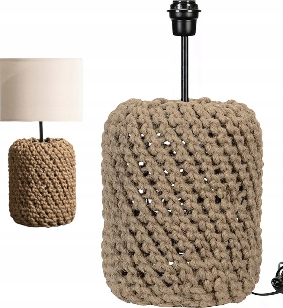 Noční Stolní Lampa Boho, stojící, béžová, jutová dekorace do obývacího pokoje