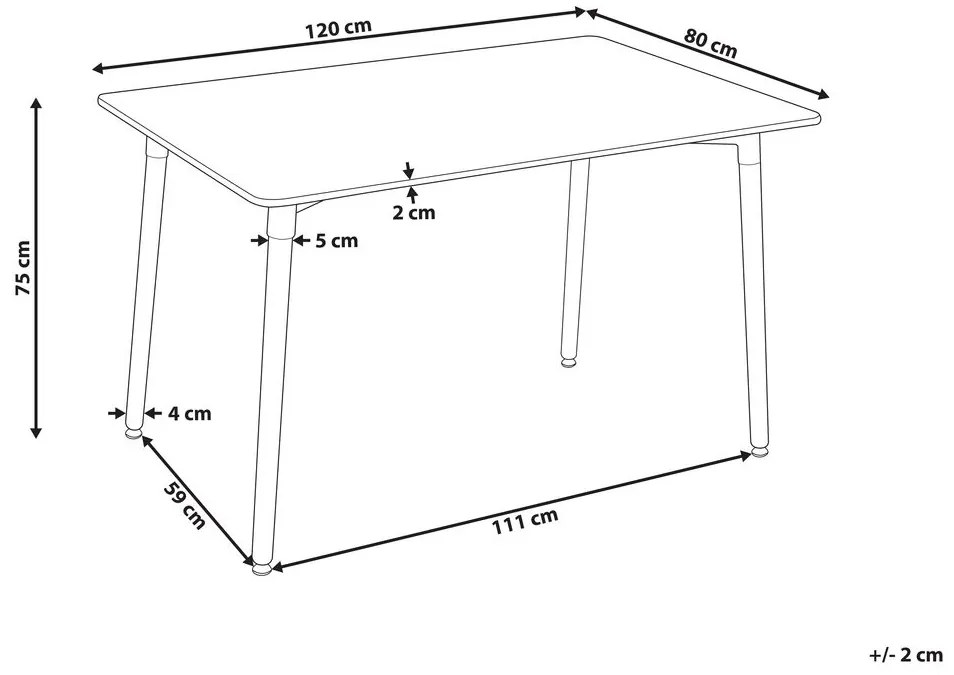 Jídelní stůl 120 x 80 cm světlé dřevo/bílý NEWBERRY Beliani