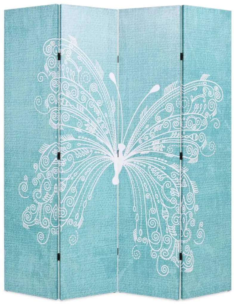 Skládací paraván 160 x 170 cm motýl modrý 245886
