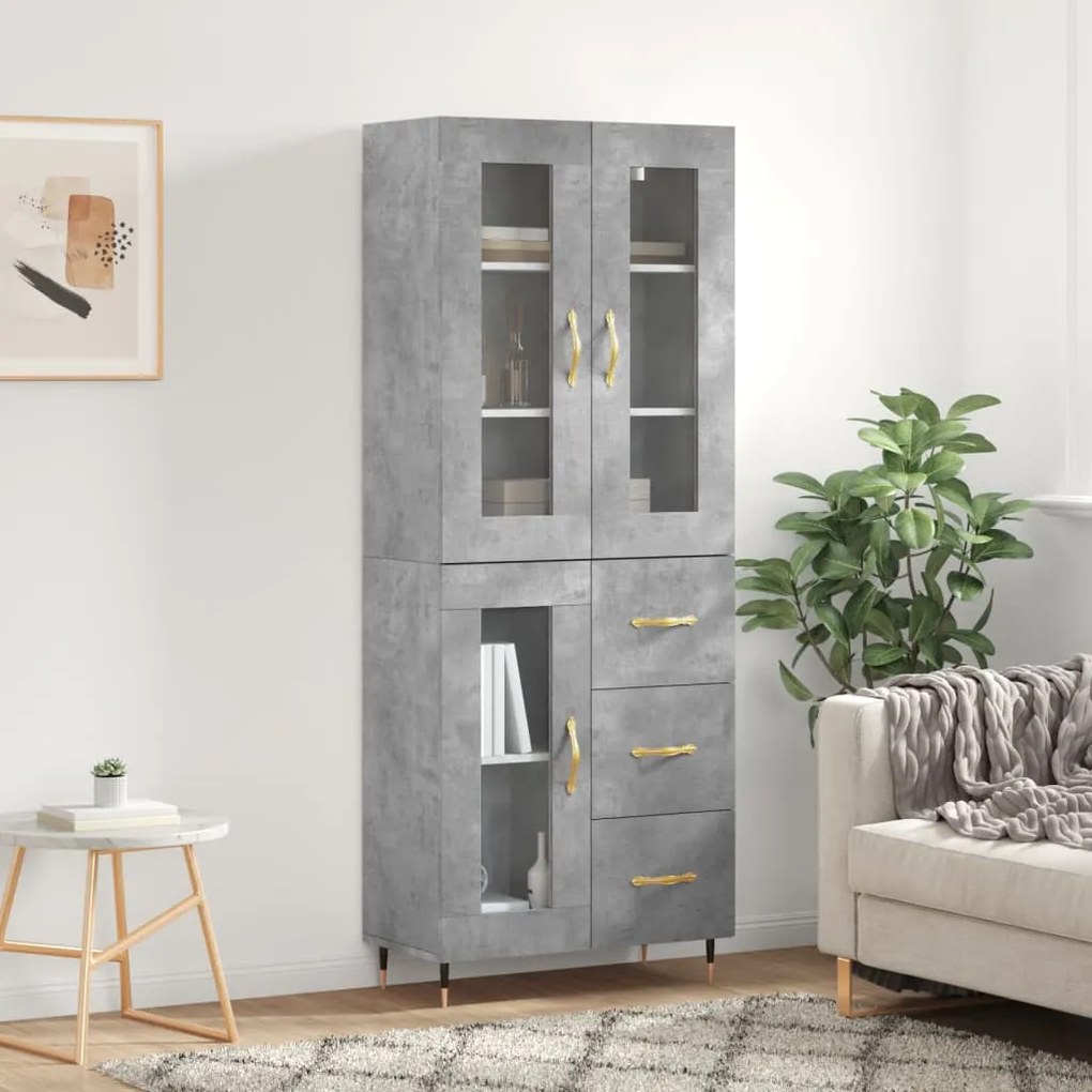 Skříň highboard betonově šedá 69,5x34x180 cm kompozitní dřevo - Default Title