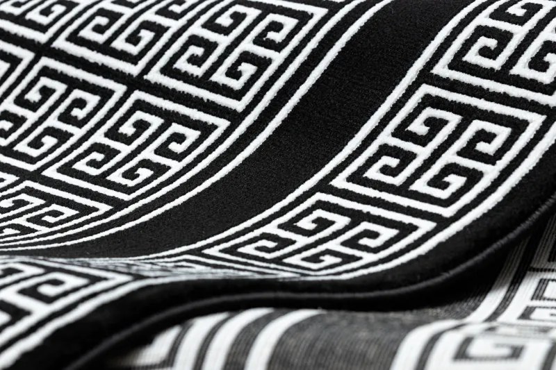 Dywany Łuszczów, Běhoun Gloss 6776 85 greek black/ivory, 80x250, černobílá, ložnice