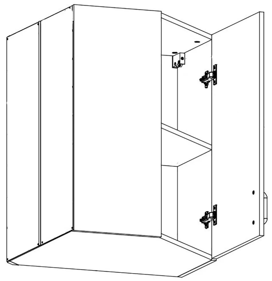PROVENCE k | horní skříňka G60N rohová s policí | 60x60 cm | bílá/borovice andersen