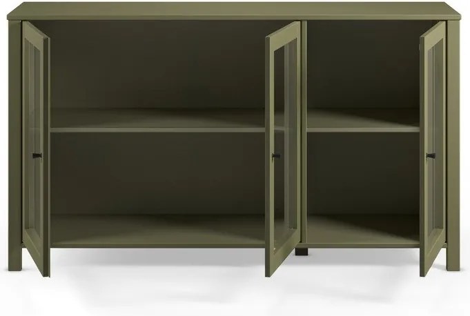 Zelená vitrína z borovicového dřeva 142x80x40 cm Alessandra – Marckeric