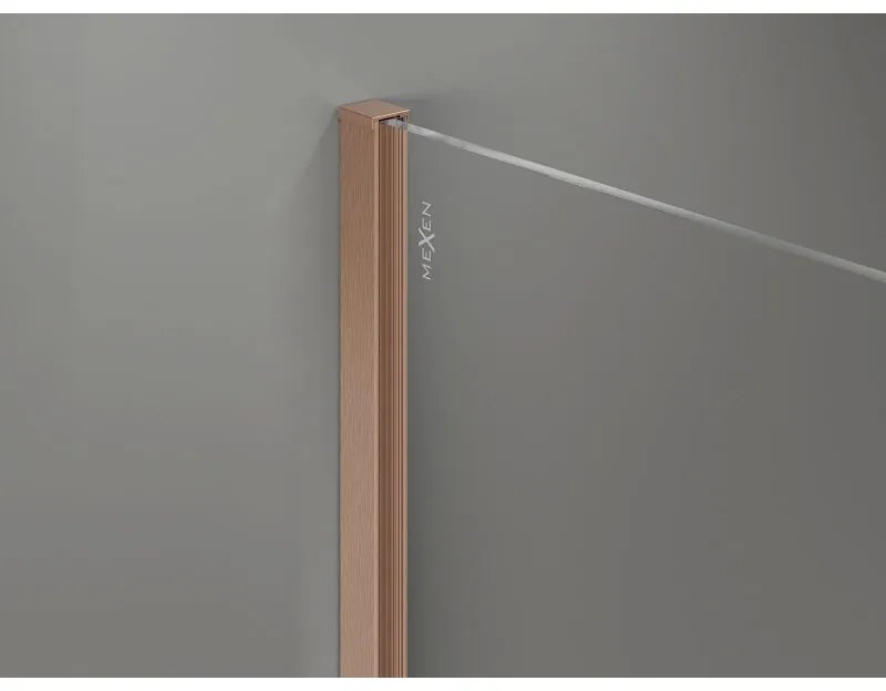 Mexen, Mexen Kioto-X sprchová stěna 100 x 200 cm, transparentní 10 mm, broušená měď - 800-100-101-65-00-X