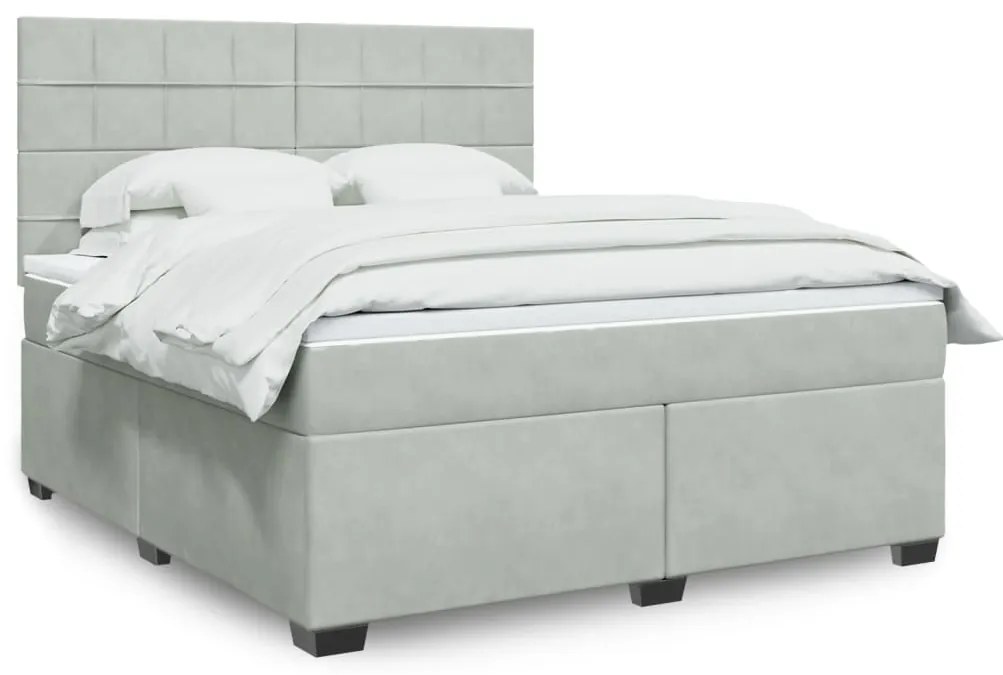 Box spring postel s matrací světle šedá 180x200 cm samet 3293278