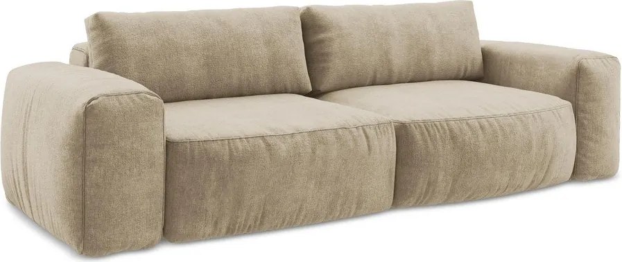 Světle hnědá žinylková rozkládací pohovka 275 cm Kuki – Makamii