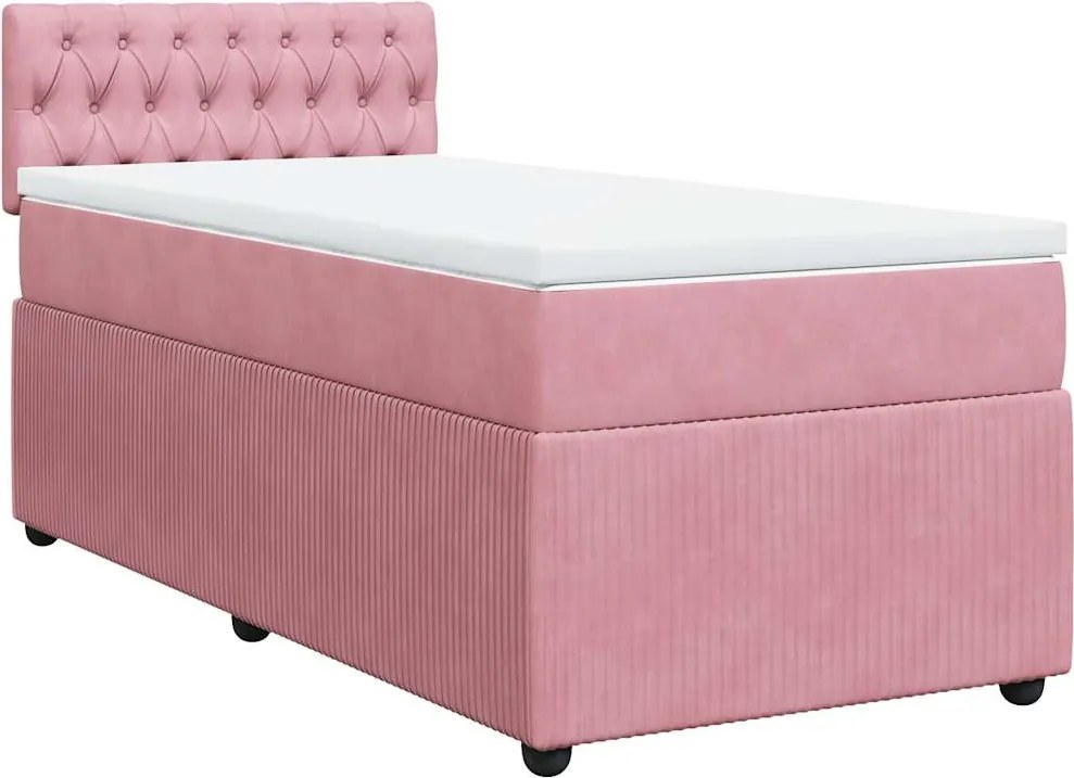 Box spring postel s matrací růžová 100x200 cm samet 3289973