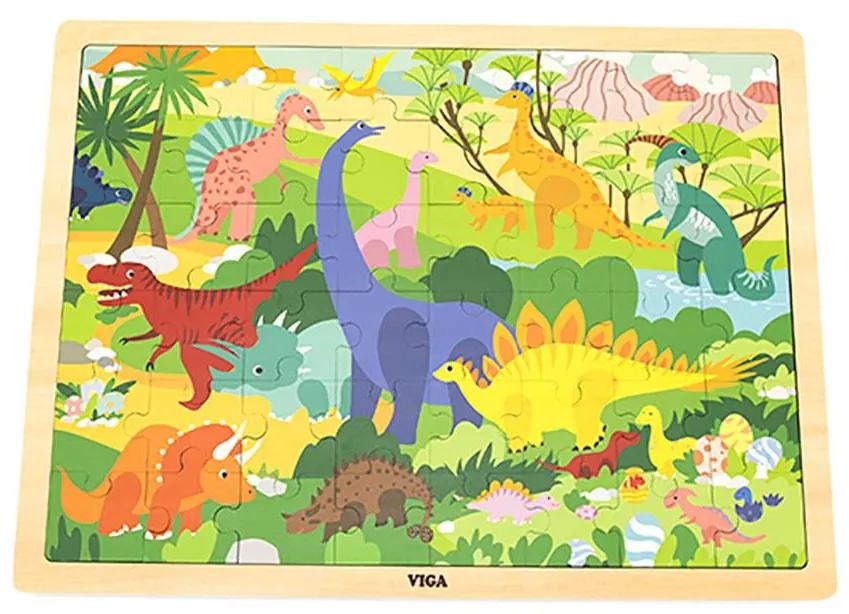Dřevěné puzzle 48 dílků Viga Dinosauři