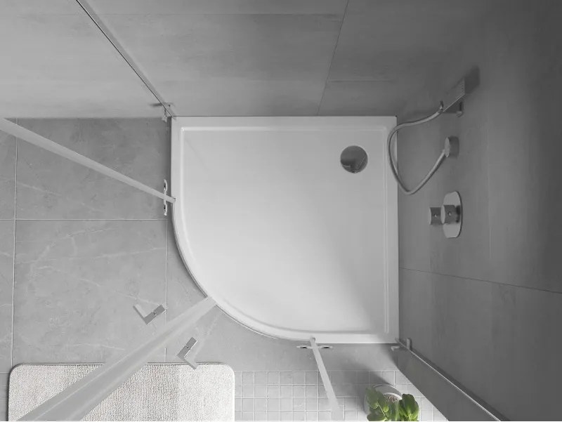 Mexen Flow, čtvrtkruhová sprchová vanička slim 90 x 90 cm, bílá lesklá, 46Q109090