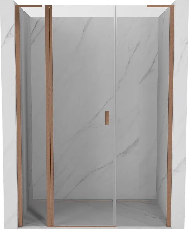 Mexen, Mexen Mist L Otočné sprchové dveře 160 cm, transparentní, broušená měď - 8A4L-160-001-65-00
