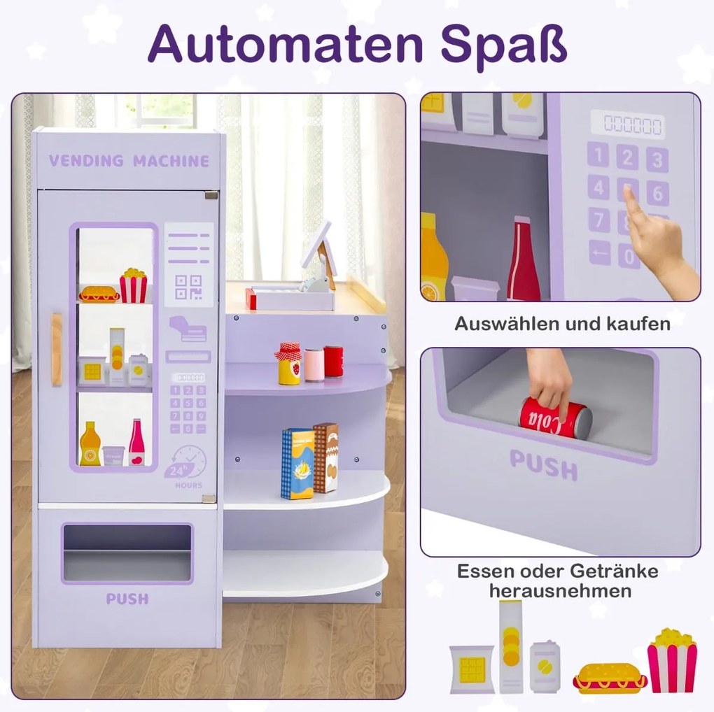Costway Dětský obchod dřevěný obchod s bočním pultem – 89 × 57 × 80 cm