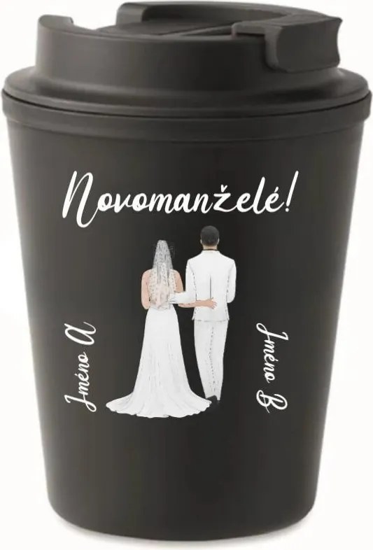 Personalizovaný cestovní termohrnek se svatebním párem