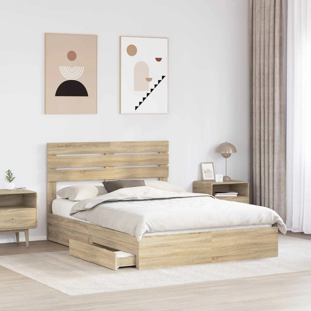 Postel s úložným prostorem se zásuvkou Sonoma dub 160 x 200 cm 3411555