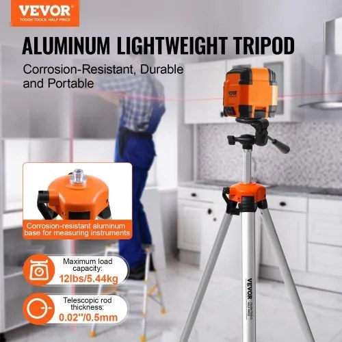 Laser Level Stativ ¼ x 20 závit 69,5–173 cm Nastavení výšky