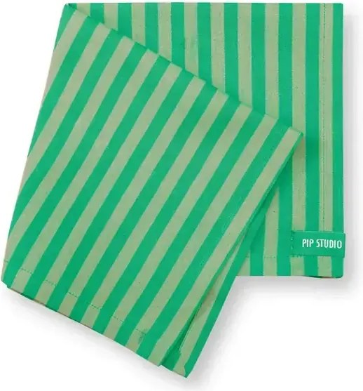 Pip Studio Stripes Green set 4ks látkových ubrousků 40x40cm, zelený (Látkové ubrousky)