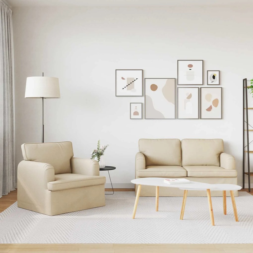 Set pohovek 2 ks Krémová textil 3407521