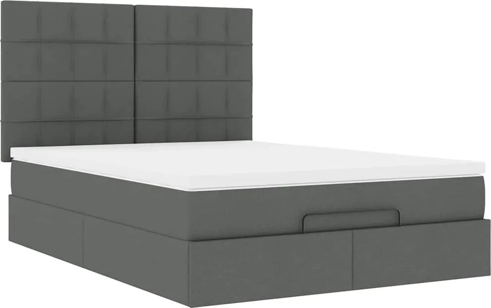 Osmanský rám postele s matrací tmavě šedá 140x190cm textil 3314004