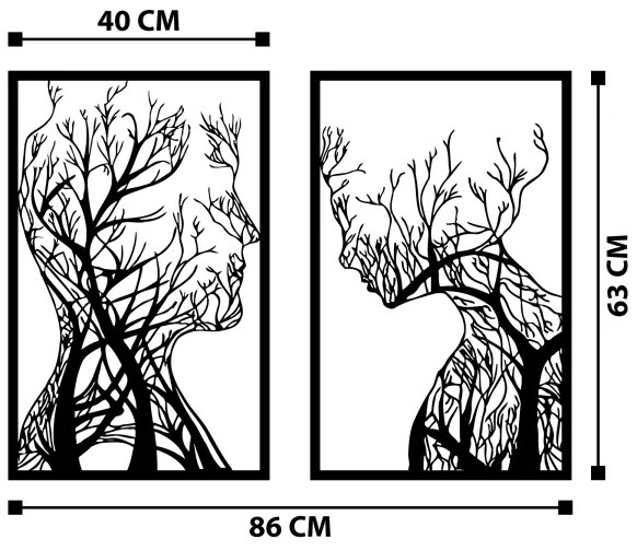 SADA 2x Nástěnná dekorace 86x63 cm strom života kov