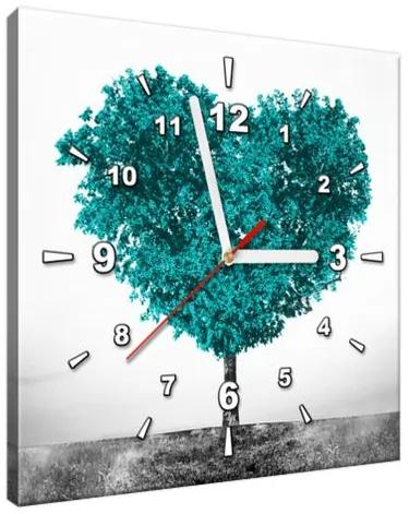 Tištěný obraz s hodinami Tyrkysový strom lásky 30x30cm ZP2558A_1AI