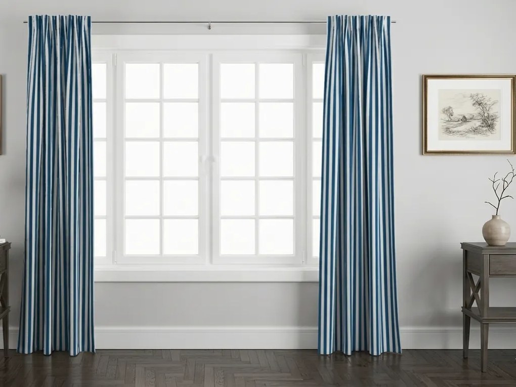 Polozatemňující závěs MODRÉ PROUŽKY Zvolte rozměr: 150 x 280 cm (šířka x výška)
