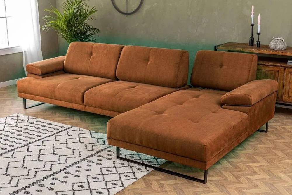 Designová rohová sedačka Vatusia 314 cm oranžová - pravá