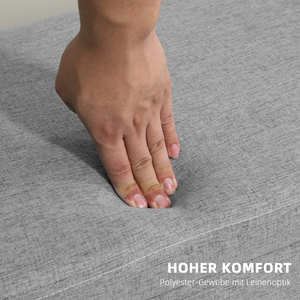 HOMCOM Lavice Čalouněná lavice s úložným prostorem 110 x 39 x 45 cm v šedé barvě se vzhledem lnu do předsíně ložnice obývacího pokoje z kaučukového d…