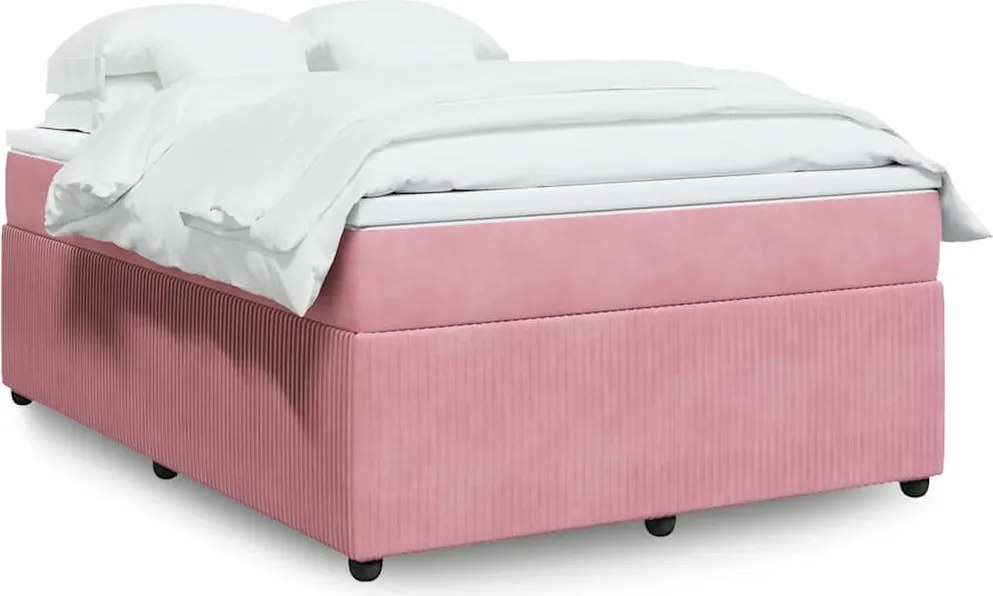 Box spring postel s matrací růžová 140x190 cm samet 3285643