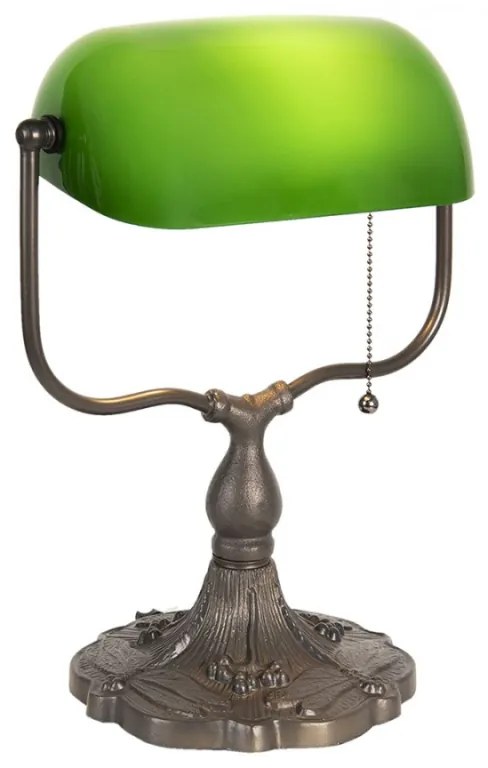 Zelená bankovní lampa tiffany Steven – 27x20x36 cm