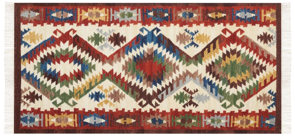 Vlněný kelimový koberec 80 x 150 cm vícebarevný AREVIK Beliani