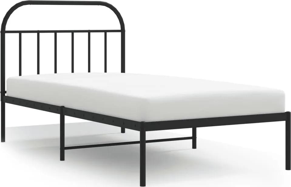 vidaXL Kovový rám postele s čelem 100 x 200 cm [353630] Barva: Černá