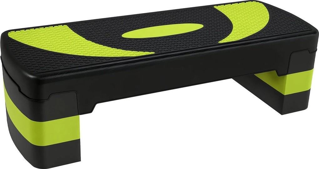 HOMCOM Aerobní Stepper Nastavitelná Výška se 3 Úrovněmi (10/15/20 cm) Fitness Domácí Trenér pro Vnitřní a Venkovní Použití Kapacita až 150 kg Zelený |