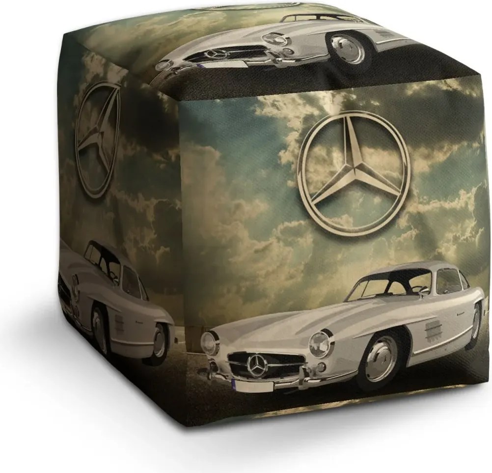 Sablio Taburet Cube Mercedes-Benz 300 SL Na silnici - 60x60x60 cm