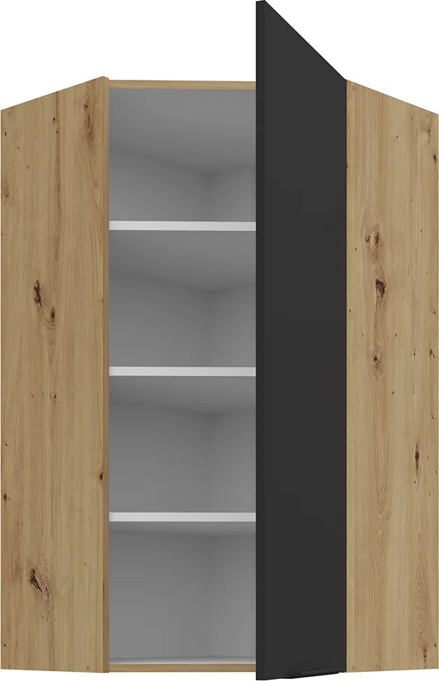 ARIA ac | horní kuchyňská skříňka 60x60 GN-108 1F (45°) rohová s policemi | 60x60 cm | EXTRA VYSOKÁ | artisan/černá