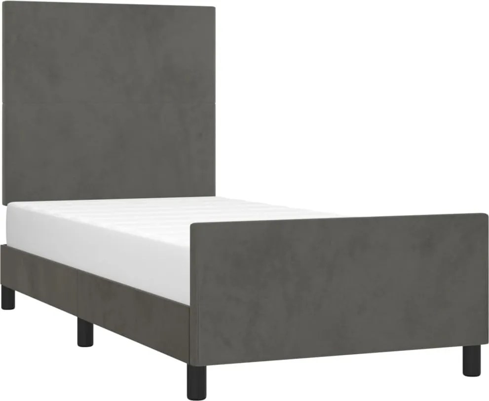 Rám postele bez matrace tmavě šedá 100 x 200 cm samet 3125618