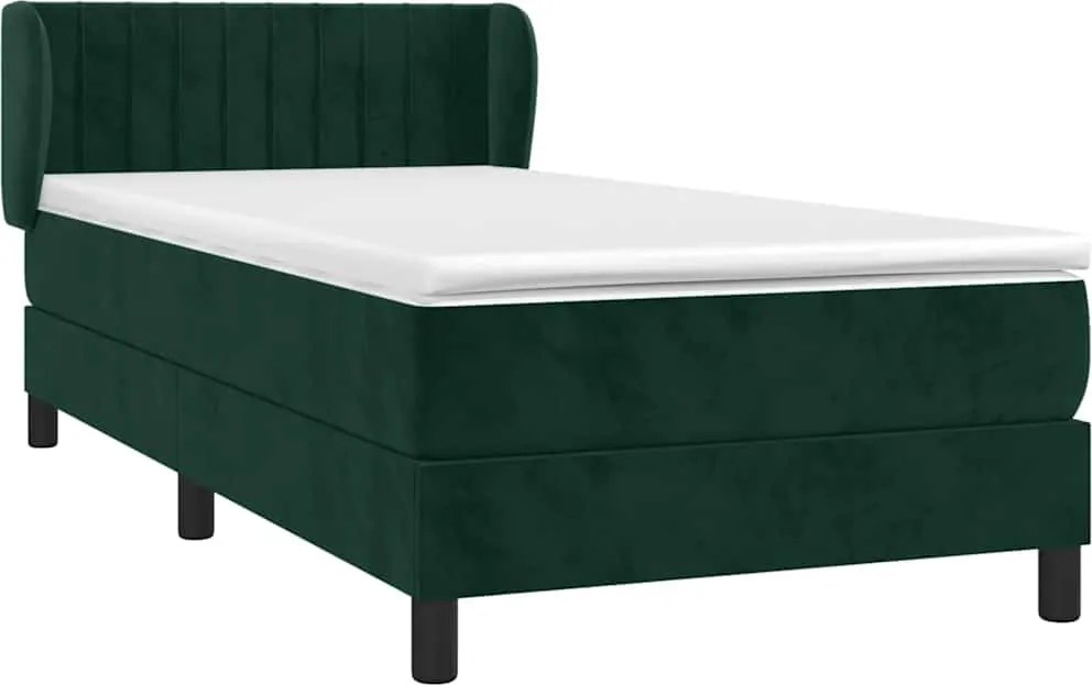 Box spring postel s matrací tmavě zelená 100x200 cm samet 3127598
