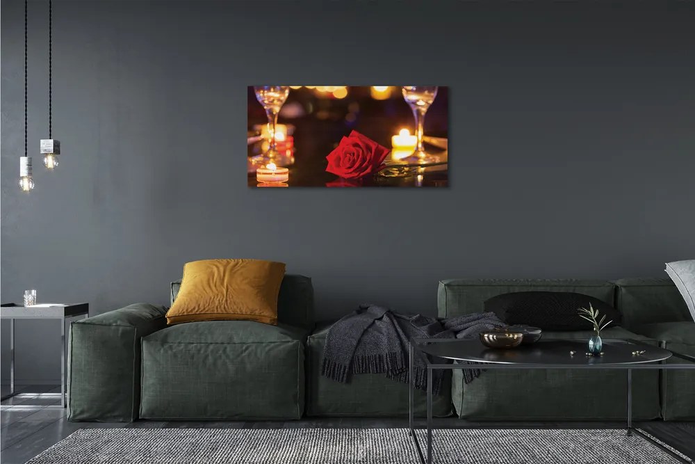 Obrazy na plátně Rose svíčka brýle 140x70 cm