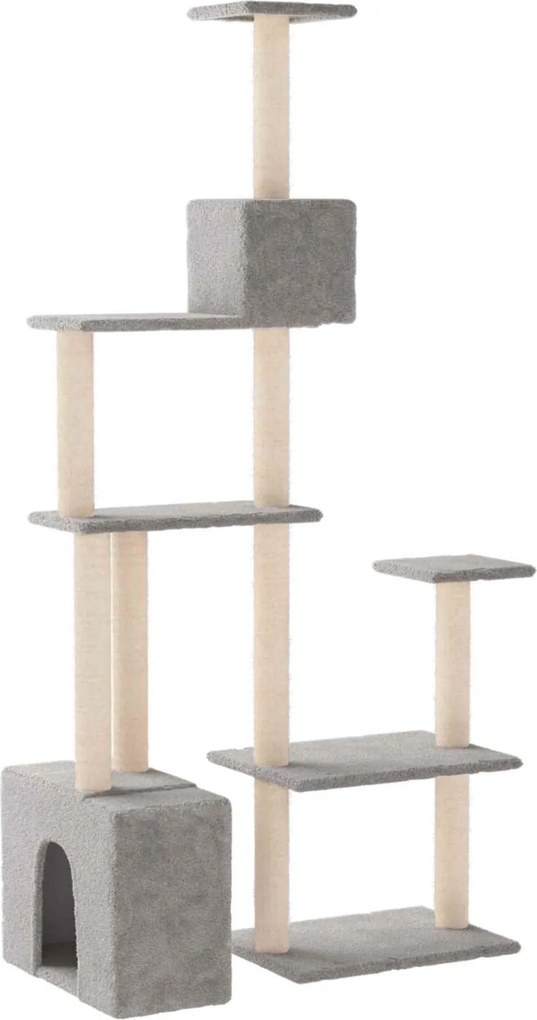 Kočičí strom se škrabacími sloupky sisal Světle šedá 177,5 cm 172390