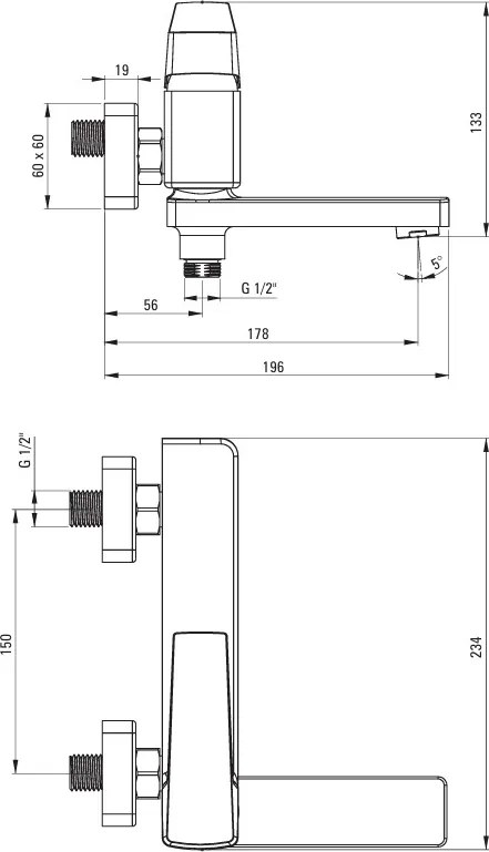 Deante Blur, nástěnná vanová baterie s otočným výtokem, 150 mm, bílá matná, DEA-BQL_A12M
