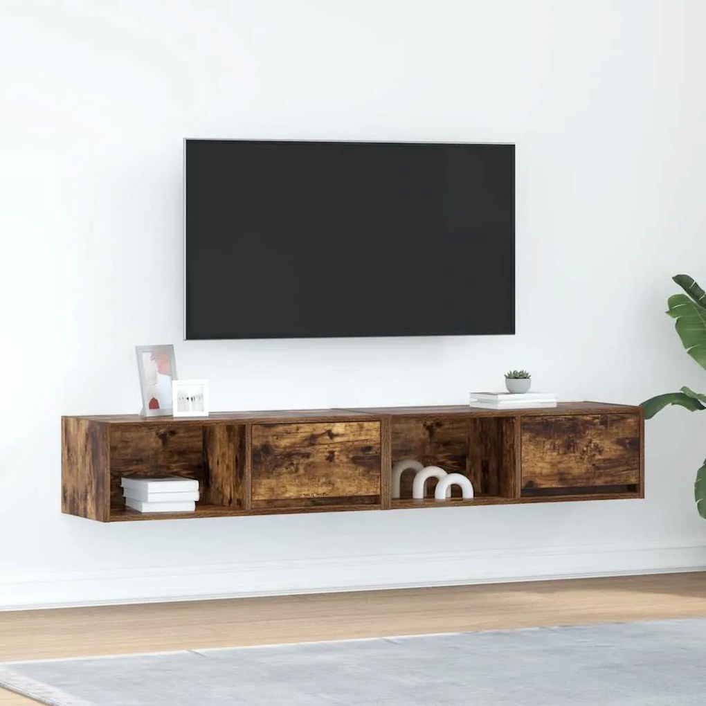 TV skříňky 2 ks Kouřový dub 80x31x25,5 cm Dřevěné konstrukce